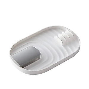 Multifunction Spoon Rest And Pot Lid Holder, Foldable Organizer Household Plastic Utensil Anti-Slip Pan Cover Holder Storage Rack Pot Lid Stand Spoon Shelf (White)