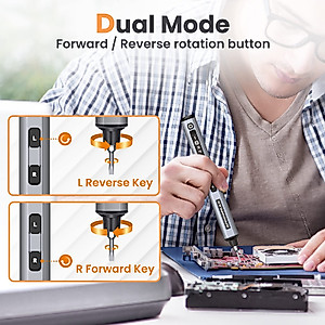 AM ARROWMAX Electric Screwdriver, Precision Screwdriver w/ 34 Magnetic Bits, 4 Torque Settings, Red Dot, IF Winning Design, Rechargeable Mini Cordless Power Screwdriver for Phone, Laptop, Camera, Gray