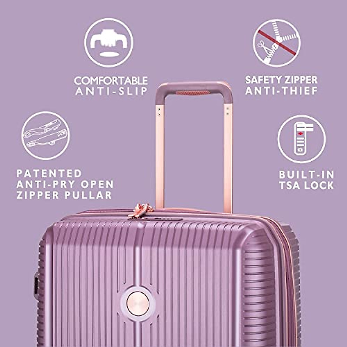 VERAGE 2 piece Luggage Sets,Expandable Hardside Suitcase with Spinner Wheels Luggage for Travel,TSA Approved (20/24-Inch,Purple)