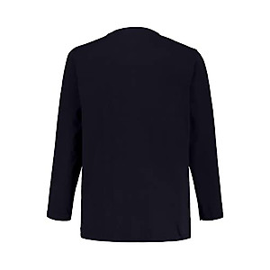 JP 1880 Menswear Big & Tall Plus Size L-8XL Henley, Basic, Top, Long-Sleeve, Button Placket, Up to 8XL Dark Navy XXXXX-Large 702555730
