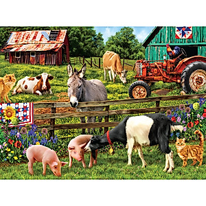 750 Piece Puzzle for Adults Sharon Steele A Day On The Farm Whimsical Country Farm Jigsaw Puzzle from KI Puzzles