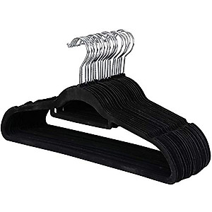 Oteymart 100 Pack Velvet Non-Slip Hangers Clothes Organizers Storage Holder, for Pants Hangers Skirt with Swivel Hook, Black