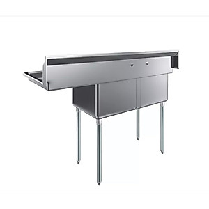 18" X 18" X 12" TWO COMPARTMENT STAINLESS STEEL COMMERCIAL KITCHEN PREP & UTILITY SINK | NSF (RIGHT DRAINBOARD)
