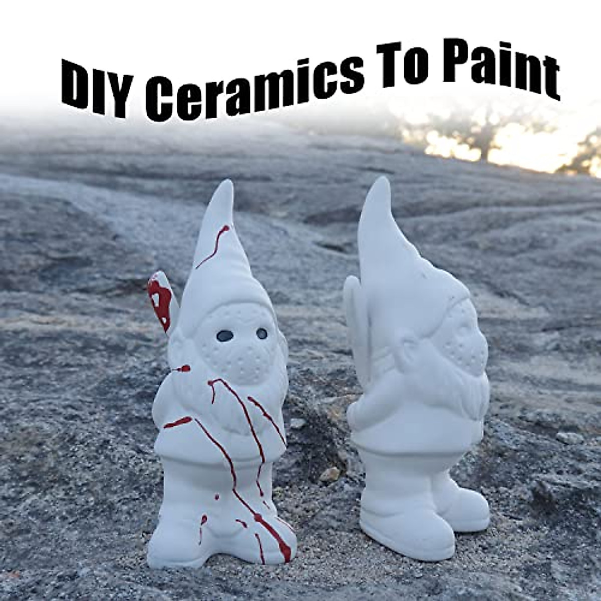 MARSTOP Unpainted Gnome Statue DIY Paint Your Own Gnome Friday The 13th Jason Garden Gnome Decorations Stunning Detail 7.5" Tall