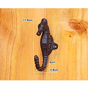 VERENIX 1pcs Cast Iron Sea Horse Hook Wall Mount Metal Figurine Art Sculpture Home Decoration