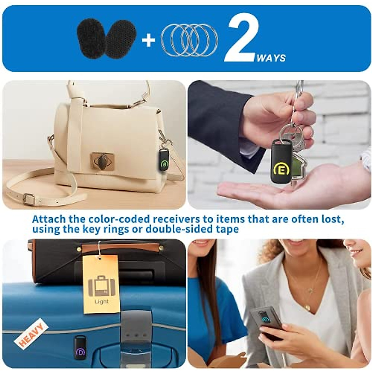 Key Finder with Thinner Receivers & Advanced Fabric Remote, SIMJAR 80dB+ RF Item Locator with 131ft Working Range, 1 RF Transmitter & 8 Receivers