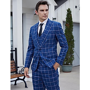 Plaid Suits for Men Hunt Green 3 Peice Checked Suits Slim Fit Suits Formal Wedding Dress Suits Size 4XL