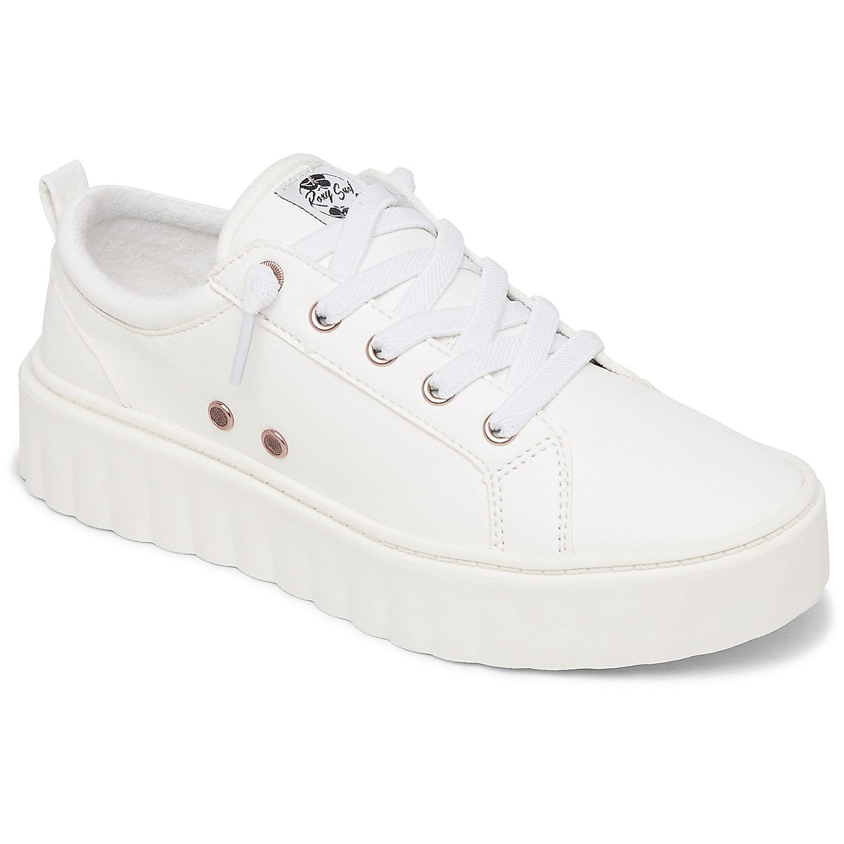 Roxy Women's Sheilahh Slip On Platform Sneaker Shoe, White , 9 medium US