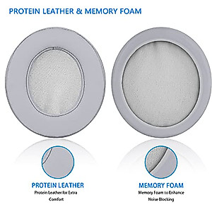 JECOBB Replacement Ear Cushion Cover with Protein Leather & Memory Foam for Razer Kraken X, Kraken X Ultralight, Kraken X Lite Headphone ONLY – Oval ( Grey )