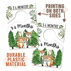 6 Woodland Hanger Dividers Baby Closet Size Dividers - Baby Essentials For Newborn Essentials, Baby Closet Dividers, Baby Closet Organizer For Nursery Organization, Nursery Closet Dividers Neutral