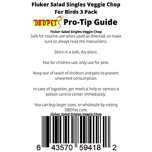 Fluker Salad Singles Veggie Chop for Birds 3 Pack - Includes Attached DBDPet Pro-Tip Guide