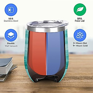 silichee 20 Oz Stainless Steel Wine Tumbler with Lid Turquoise Green Painted Wood Background Insulated Tumblers Vacuum Coffee Mugs for Hot and Cold Drinks,Coffee,Wine