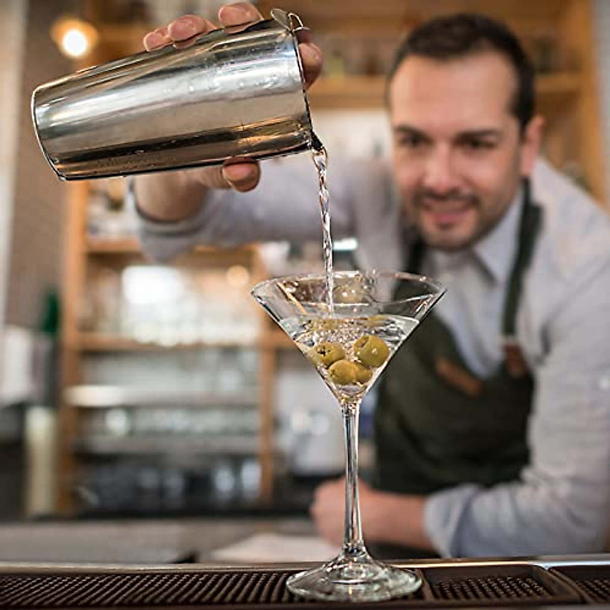 LIVEHITOP Cocktail Shaker Set, Stainless Steel Bartending Kit with 25 oz Martini Shaker, Jigger, Strainer, Mixing Spoon, Muddler, Recipe, Professional Bar Tools Gifts for Him Her