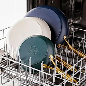 GreenPan Reserve Hard Anodized Healthy Ceramic Nonstick, 8" 10" and 12" 3 Piece Frying Pan Skillet Set Color Pack (Twilight Blue, Cream, Forest Green)