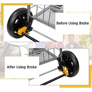 Shopping Cart with Wheels, Realife Folding Utility Cart with Brake for Grocery, Holds Up to 90lbs, Silver