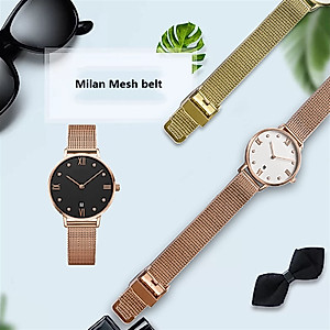 COEPMG Milanese Loop Female Simple watchband 12 13 14 15 16 17 18 19 20 22mm Metal Weave Fashion Trend Bracelet for DW AR watchband (Color : Gold, Size : 17mm)