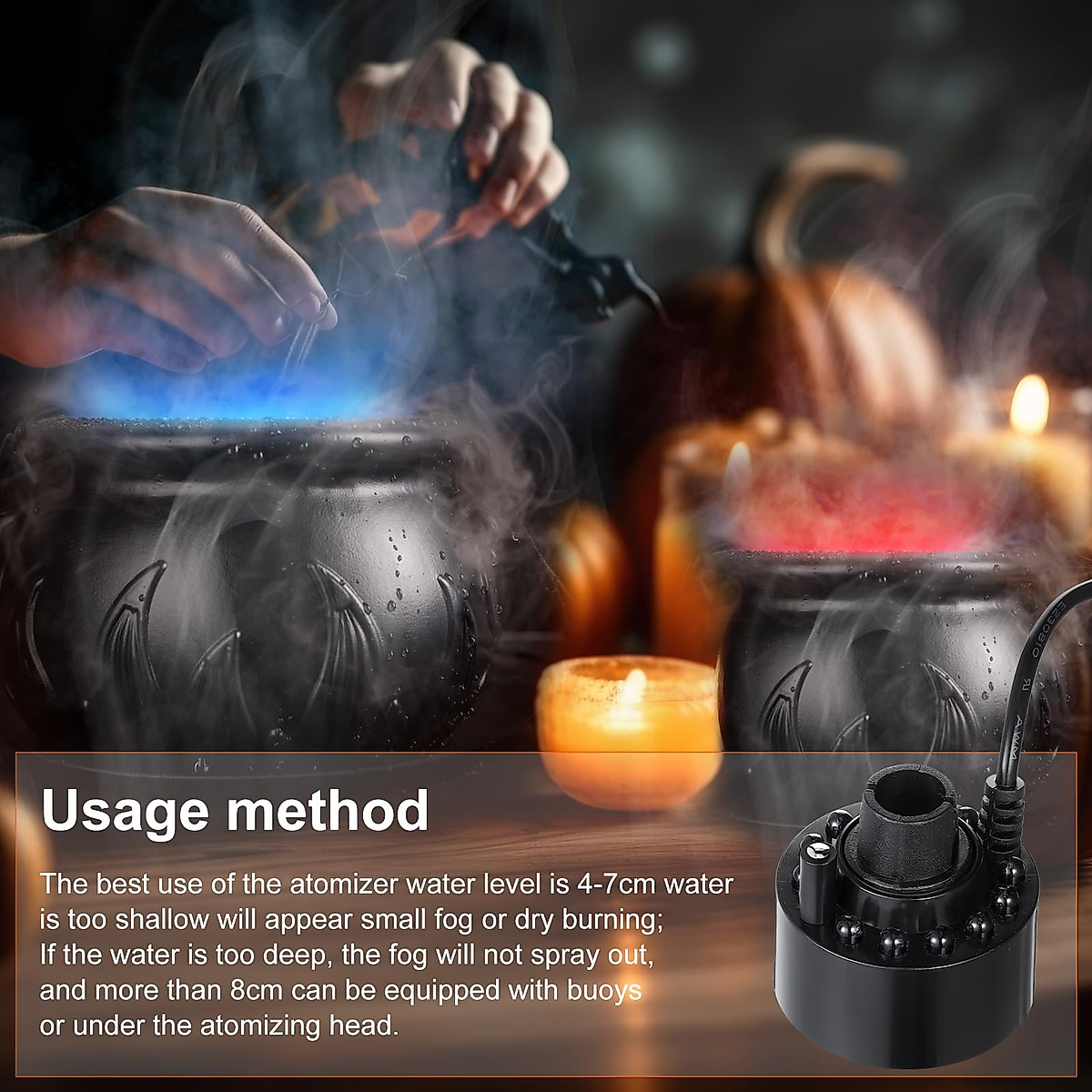 VIHOSE 4 Set Halloween Cauldron Mister with LED Fogger Mist Maker Witches Cauldron Witch Water Fountain Pond Mist Maker for Halloween Home Outdoor Party Decorations