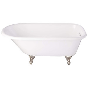 Signature Hardware 307195 Miya 54" Cast Iron Soaking Clawfoot Tub with Pre-Drilled Overflow Hole - White/White Feet
