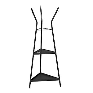 Sauder Boulevard Cafe Coat Tree, L: 22.09" x W: 25.35" x H: 61.54", Black Finish