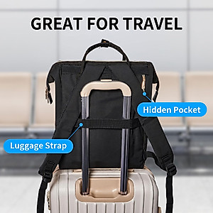 ZIRANYU Large Travel Backpack for Women, 15.6 Inch Laptop Backpack, Computer Work Bag, Waterproof Business Backpack, Nurse Teacher Backpack with USB Port, Black