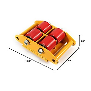 Industrial Mechanical Handler 6 ton Heavy Duty Machine Skid Mechanical Roller Mover Cargo Trolley 360° with 4 Rollers, Machine Skid Mechanical Roller Mover Cargo Trolley