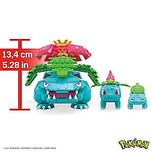 MEGA Pokémon Action Figure Building Toys, Bulbasaur Evolution Set with 622 Pieces, 3 Poseable Characters, Bulbasaur and Venusaur, for Kids