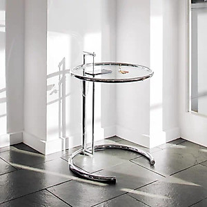 First of a Kind Side End Table with Glass for Living Room Study Lounge Office - Eileen Side Table, Height Adjustable Glass Side Table