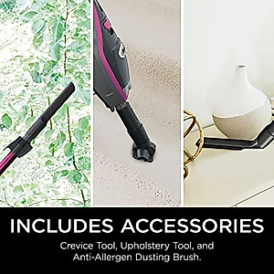 Shark HV371 Rocket Pro DLX Corded Stick, Removable Hand Vacuum, Advanced Swivel Steering, XL Cup, Crevice Tool, Upholstery Tool & Anti-Allergen Dust Brush, Fuchsia, Capacity