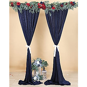 Cytdkve 2 Panels 4.8 Feet x 10 Feet Navy Blue Velvet-Like Wedding Backdrop Curtain Drapes, Silky Soft Window Curtains Panels for Wedding Ceremony Birthday Party Decorations