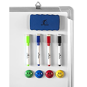 Combination Whiteboard Bulletin Board Set - 24 x 18" Dry Erase/Cork Board with 1 Magnetic Dry Eraser, 4 Markers, 4 Magnets and 10 Thumb Tacks - Small Combo Tack White Board for Home Office Desk