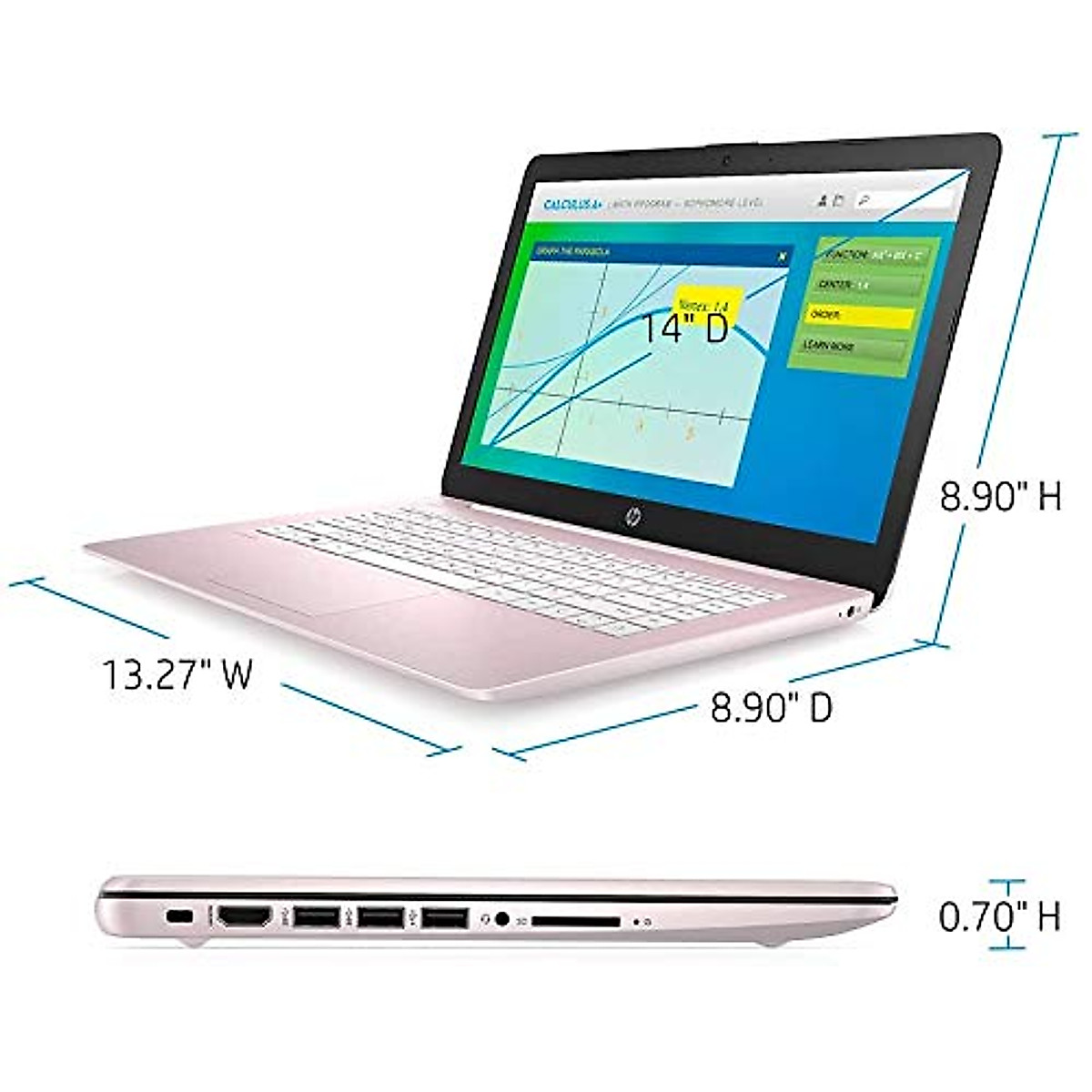 HP 2022 Newest Stream 14" HD Laptop, Intel Celeron N4000(up to 2.6GHz), 16GB RAM, 320GB Space(64GB eMMC+256GB Card), 1-Year Office 365, WiFi, HDMI, USB, Webcam, Bluetooth, Windows 10S, Pink+JVQ MP