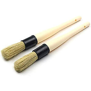 Detailing Brush Set, Auto Detailing Brush for Cleaning Weels, Engine,Interior, Emblems, Air Vents, Motorcy, Car Cleaning Brush, Premium Natural Boar Hair with Plastic Handle