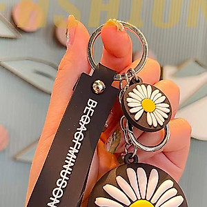 CheeseandU 6Pack Cute Daisy Flower Carrot Silicone Key Cover PVC Rubber Lovely Cat Paw Pink Dinosaur Key Cap Keychain Key Holder Key Ring Women Bag Phone Charm Accessory Friends Kids Gift