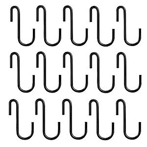 BfyBest 15 Pack Heavy Duty S Hooks Black S Shaped Hooks Hanging Hangers Hooks for Kitchen, Bathroom, Bedroom and Office: Pan, Pot, Coat, Bag, Plants (15 Pack/S Hook/Black/3.54 inch)