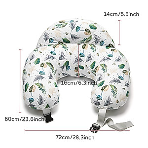 Momcozy Original Plus Size Nursing Pillow Cover, Fits All Breastfeeding Pillows, 100% Cotton Cover with Adjustable Waist Strap, Spring Leaves, Cover Only