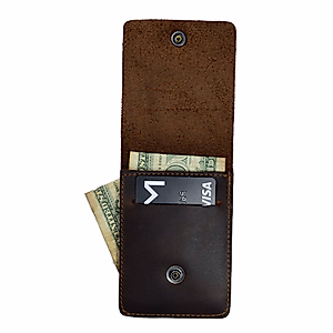 Hide & Drink, Vertical Front Pocket Wallet with Card Slot, Compact Storage for Bills, Card Holder, Full Grain Leather, Handmade, Bourbon Brown