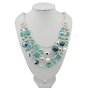 Bocar 4 PCS Newest Multi Layer Chain Crystal Colored Glaze Statement Women Strand Necklace (NK-10061-1 set)