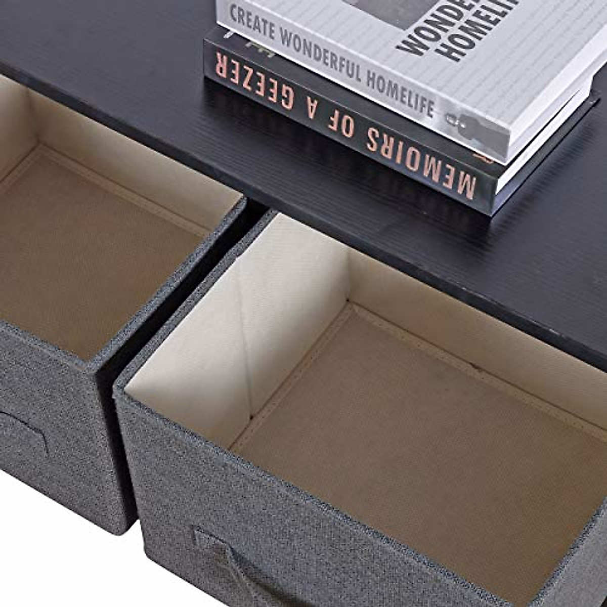 SUPER DEAL 5 Drawer Fabric Dresser Chests of Drawers, Wide Storage Tower Heavy Duty Steel Frame, Wood Top, Kids Toys Organizer Unit for Bedroom Livingroom Closet Nursery Hallway, Dark Grey