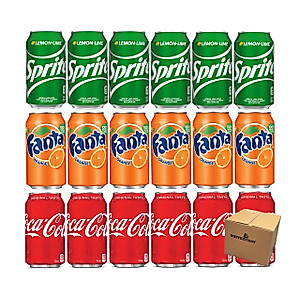 18 Cans Of Variety Soda Pop, 6 Coca Cola, 6 Sprite, 6 Fanta, 12 Fl Oz Total 18 Cans