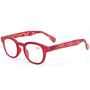 Kerecsen Reading Glasses Fashion Men and Women Readers Spring Hinge with Pattern Design Eyeglasses for Reading (5 Pack Mix Color, 2.0)