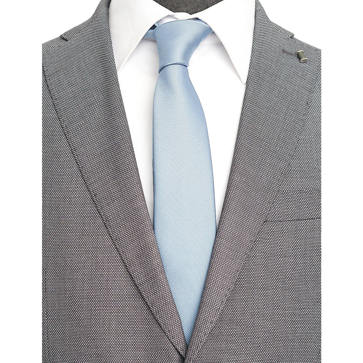 ZENXUS Solid Skinny Ties for Men, 2.5 inch Slim Dusty Blue Necktie