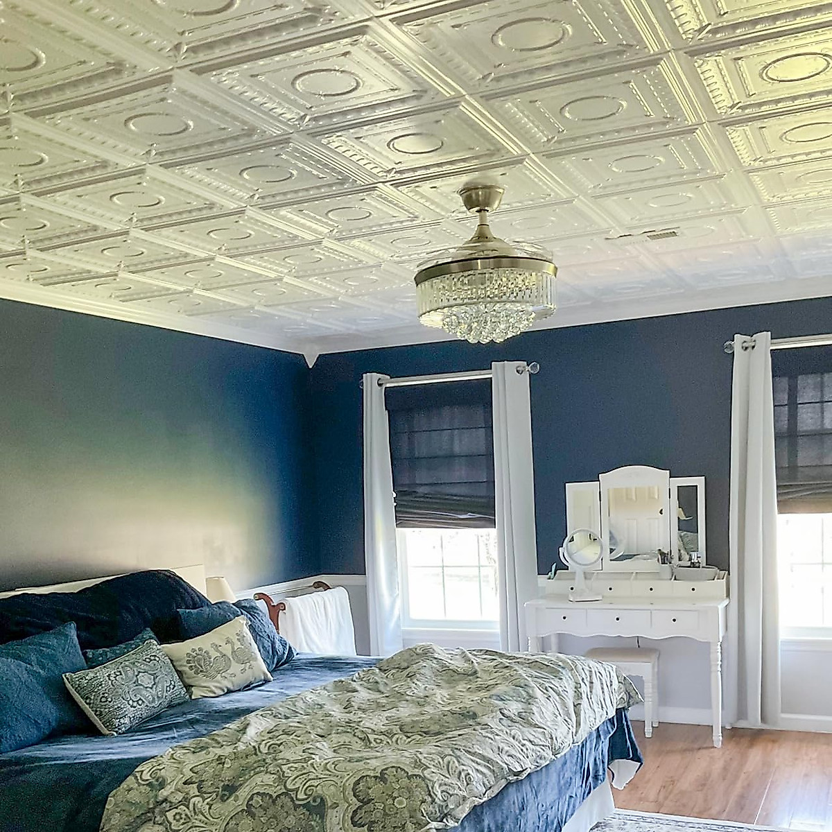 A La Maison Ceilings R47 Romanesque Wreath Foam Glue-up Ceiling Tile (21.6 sq. ft./Case), Pack of 8, Antique Bronze