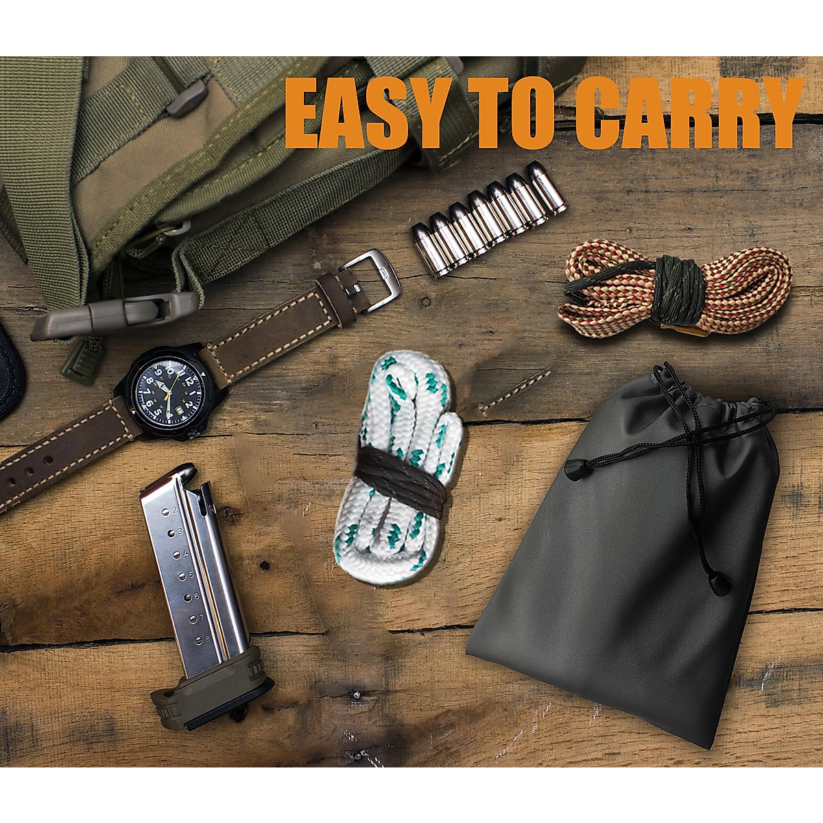 Gun Snake Cleaner, Barrel Rop for Handguns and Rifles 12 GA/.223 & 5.56mm/.38 & 9mm/.30 & 7.62mm,Gun Cleaning Kits with Gun Snake/Gun Cleaning Cloth,Gun Cleaning Supplies