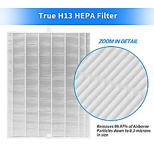 GoKBNY 116130 True HEPA Replacement Filter H Compatible with Winix 5500-2 Purifier and Models AM80, 4-Set Include 4×True HEPA Filters + 4×Activated Carbon Filters