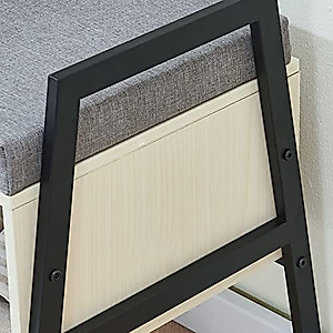 4HOMART Stackable Entryway Shoes Bench Seat Rack Wood Shoe Cabinet with Storage for Hallway Modern Shoe Stool Small Space Door with Free Cushion Changing Shoes Utility Storage Rack Shelve