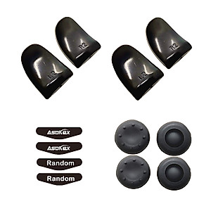 L2 R2 Ps4 Trigger Extenders (2 Pairs L2 R2 Triggers, 4pcs Joystick Cap, 2 Pairs LED Light Bar Decal) for Ps4 Controller(Black)
