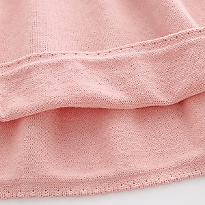 ODOLDI Toddler Girl Sweater Dress Baby Ribbed Knit Dress Long Sleeve Ruffle Sweater Dresses Baby Girls Solid Warm Sweater Dress Crochet A-Line Sweater Skirt Fall Winter Clothes Pink 3-6 Months