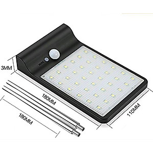 Bonashi LED Solar Motion Sensor Light Outdoor 2 Pack, Security Motion Activated Wall Lights with Mounting Poles for Gutter Patio Garden Path, Waterproof Cordless Exterior Foodlights