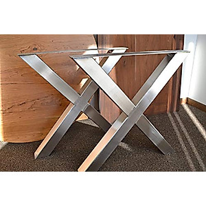 Brushed Stainless Table Legs, X-Frame Style - Any Size