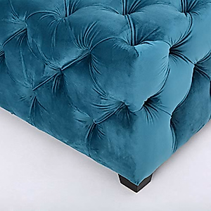 Christopher Knight Home Piper Velvet Ottoman, Dark Teal, Rectangle